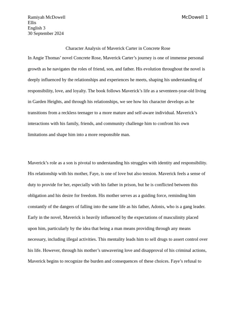 Maverick Carter's Growth in Concrete Rose | PDF | Adolescence | Love