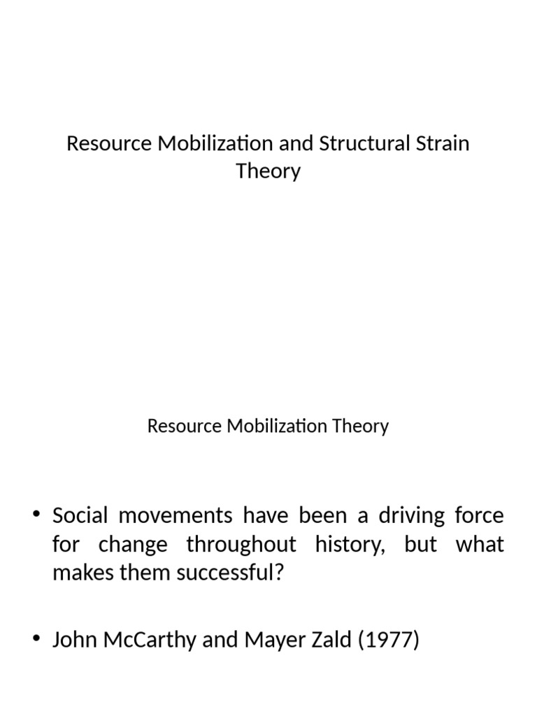 Resource Mobilization and Strain Theories | PDF | Social Movements ...