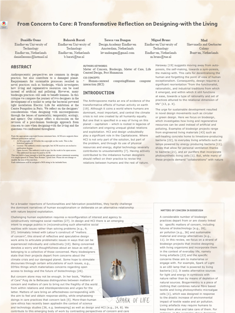 From Concern To Care A Transformative Reflection On Designing-With The ...