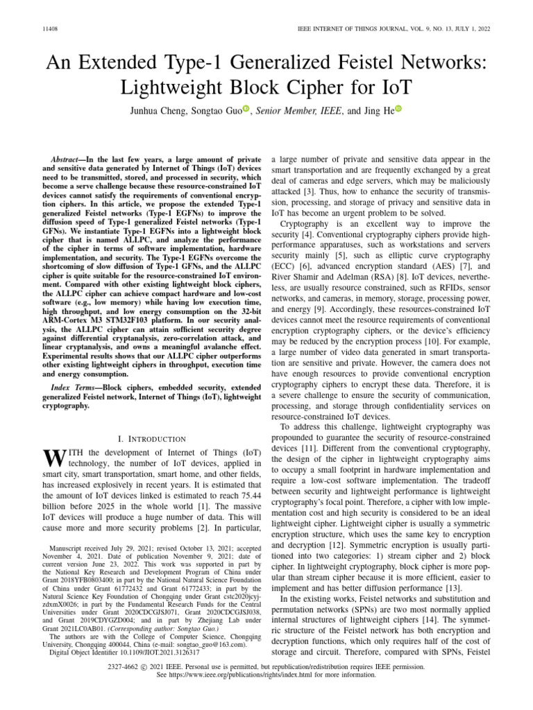 An Extended Type-1 Generalized Feistel Networks Lightweight Block ...