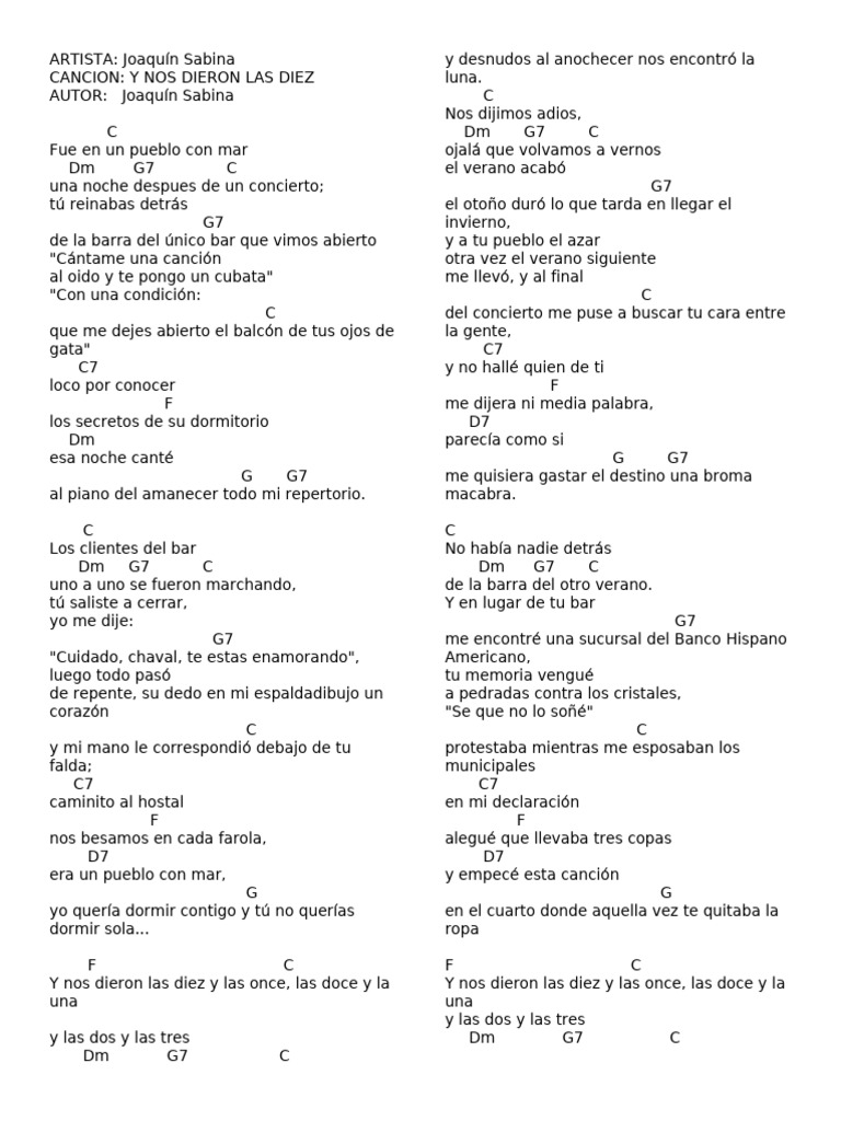 Letra de Cancion (ARTISTA) | PDF