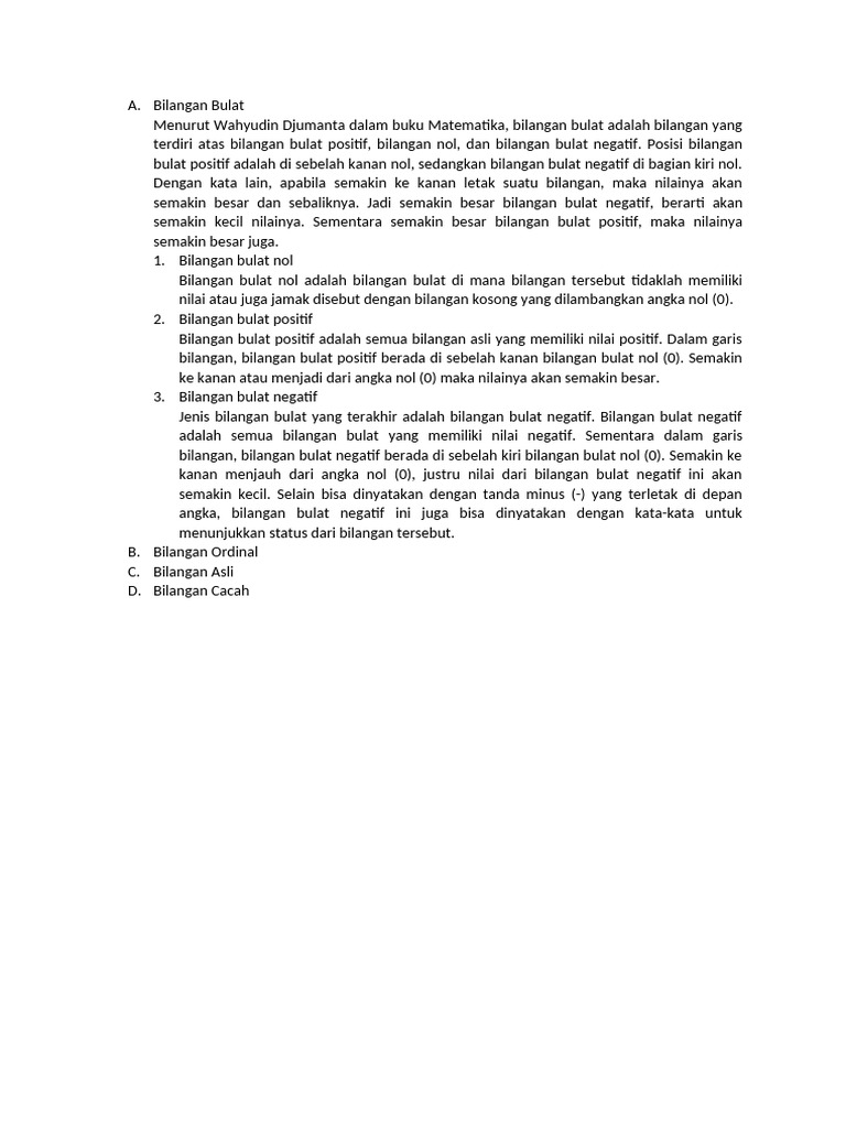 Bilangan Bulat, Bil. Ordinal, Bil Asli | PDF | Metode & Bahan Ajar