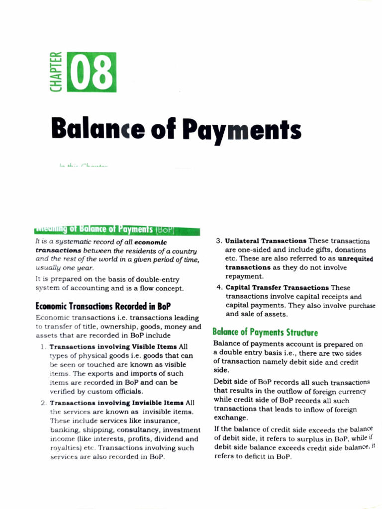 Balance Of Payments Notes | PDF | Balance Of Payments | Balance Of Trade