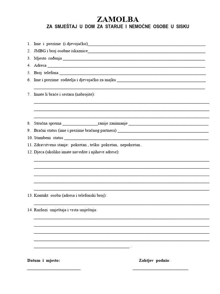 Zamolba Za Dom | PDF