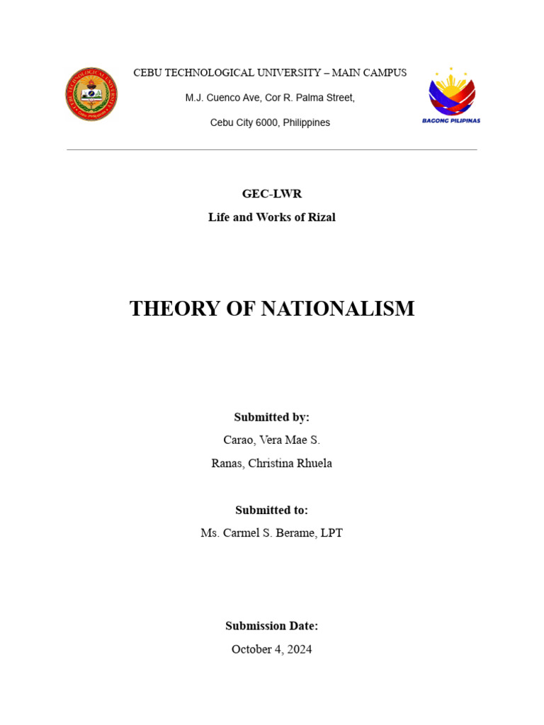 Theory of Nationalism: Gec-Lwr Life and Works of Rizal | PDF | Nationalism | Nation