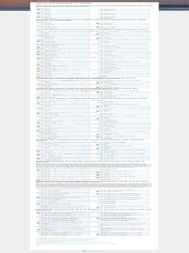 Future Homes Vocabulary Quiz | PDF