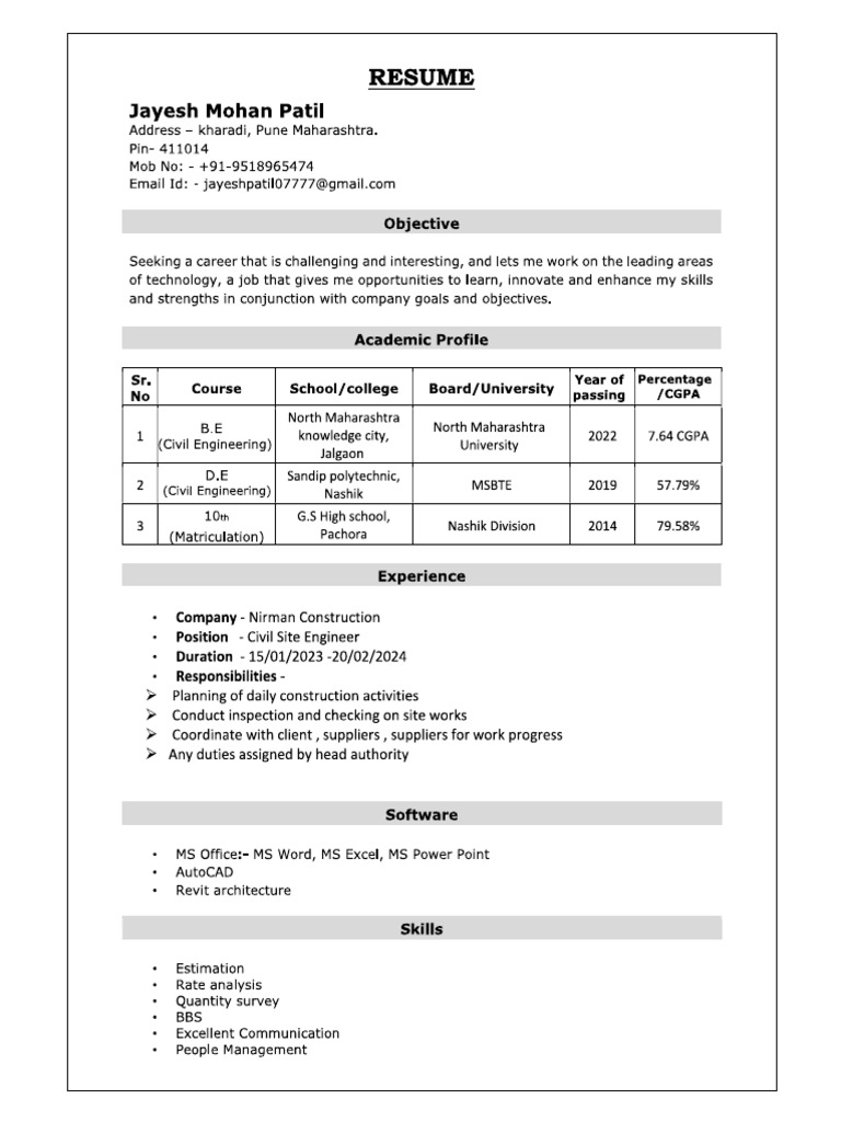 Resume Ex | PDF