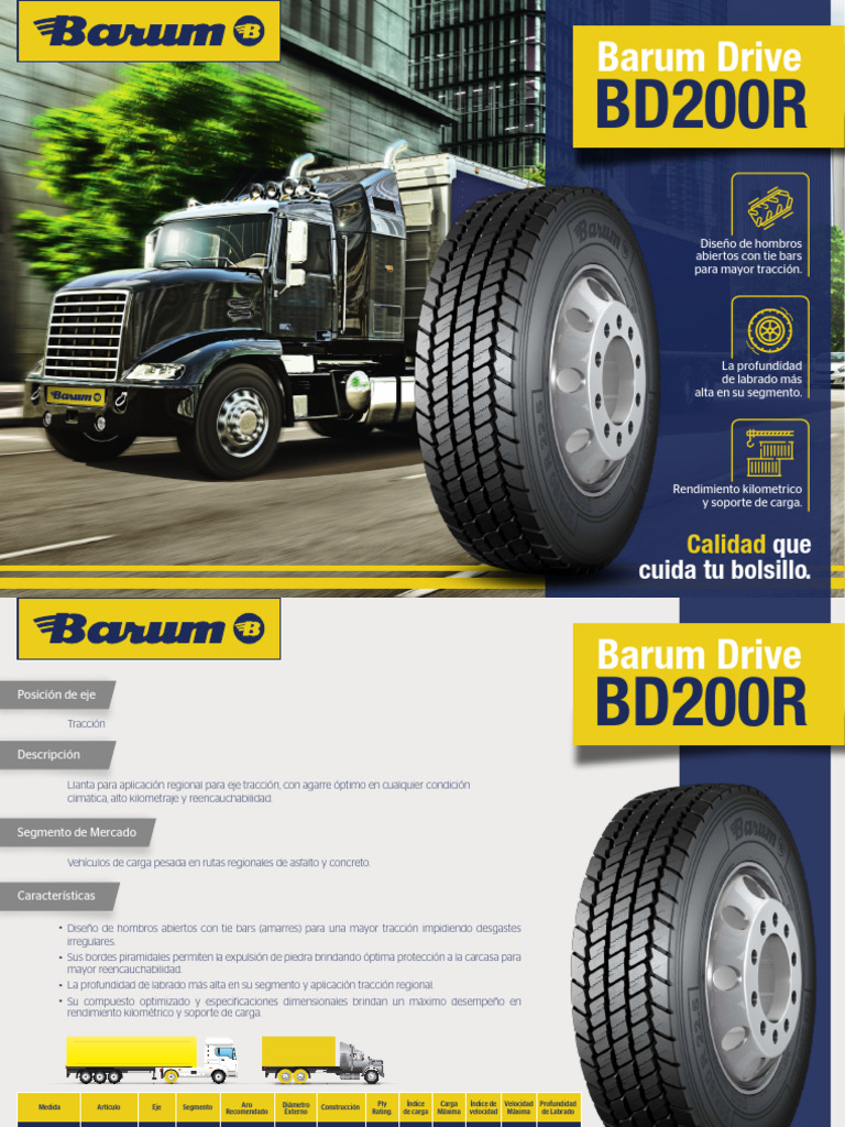 Llanta Regional BD200R: Tracción Óptima | PDF