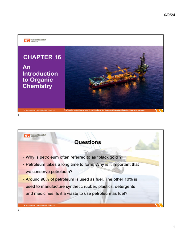 Chapter 16- Intro to Organic Chemistry (1) | PDF | Petroleum | Alkane