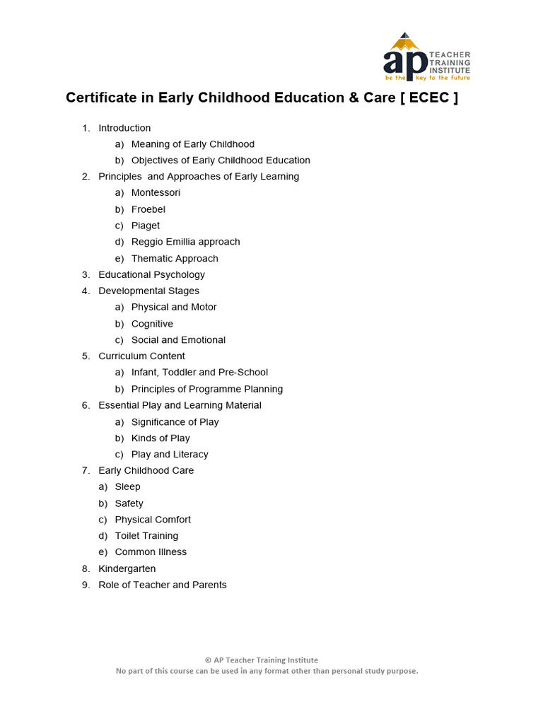 Early Childhood Education Certificate Guide | PDF