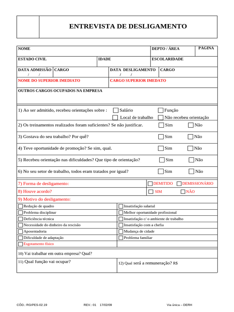 Entrevista de Desligamento | PDF