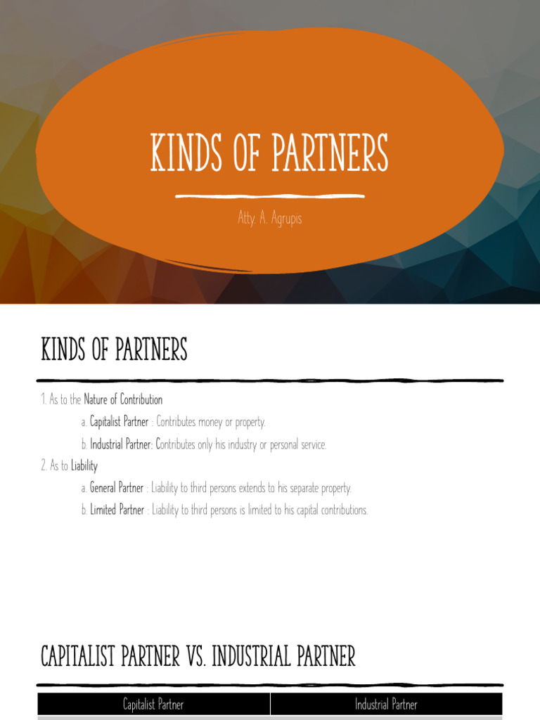 Types of Business Partners Explained | PDF | Partnership | Fiduciary