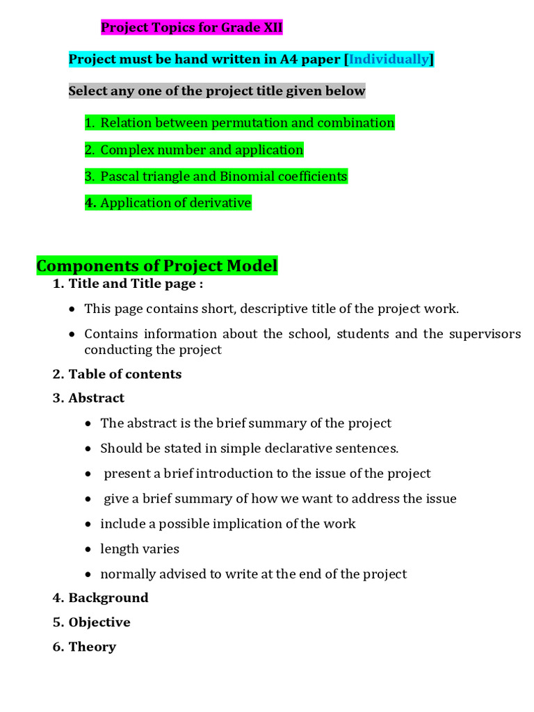 Project Work For First Term-12 | PDF