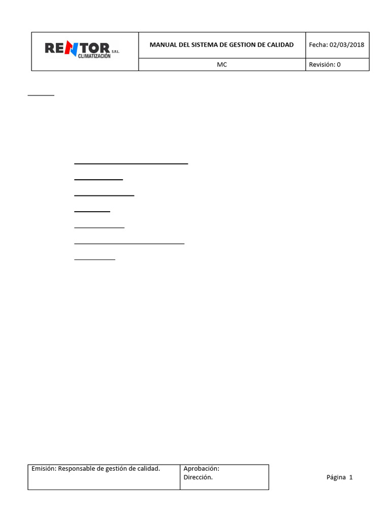 MC-01 MANUAL DEL SISTEMA DE GESTION DE CALIDAD | PDF | Sistema de manejo de calidad | Calidad ...