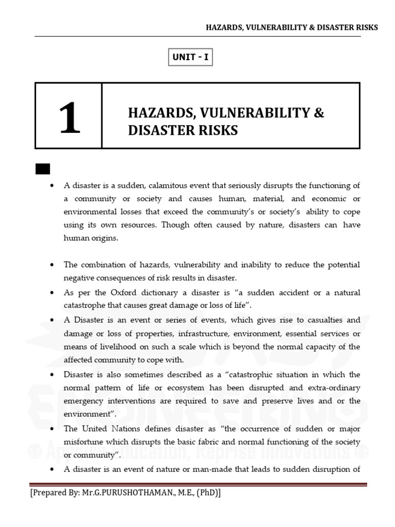 MX3084 DRRM Unit-I | PDF | Natural Disasters | Earthquakes
