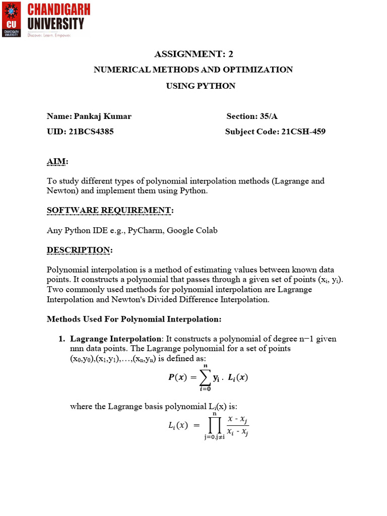Nmoup Assignment Pankaj | PDF | Algebra | Algorithms And Data Structures