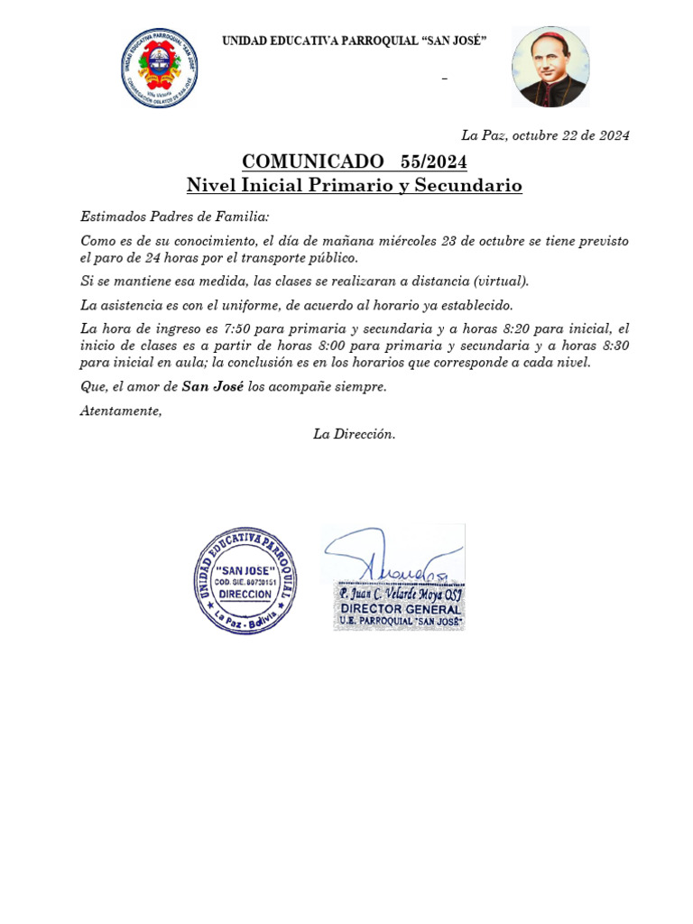 Comunicado 55 PP - FF. 2024 | PDF