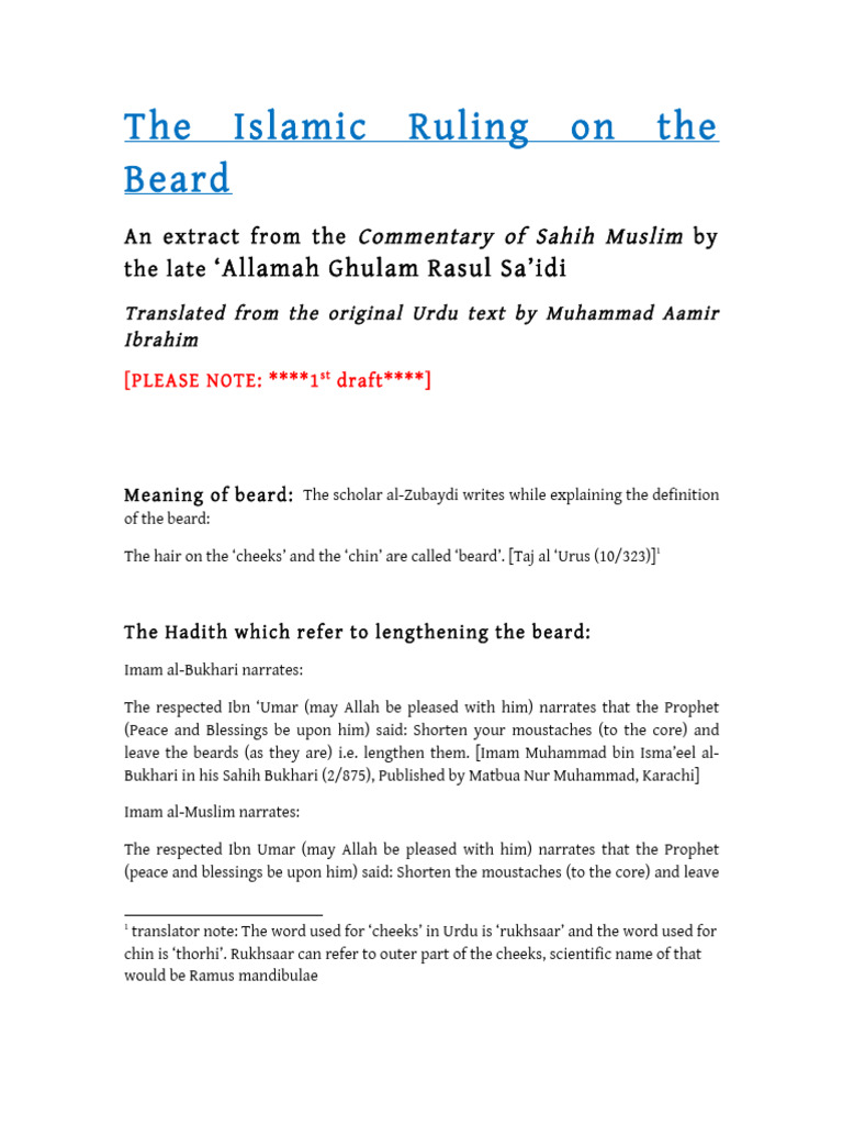 Islamic Guidelines on Beard Length | PDF | Hadith | Muhammad