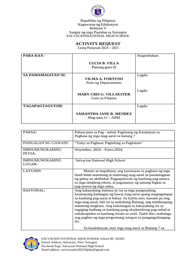 Filipino - Proposed Activity - 1 | PDF