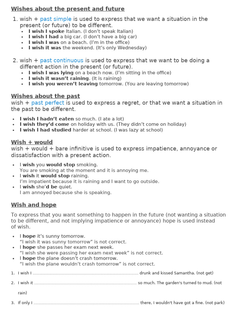 Wish Grammar | PDF