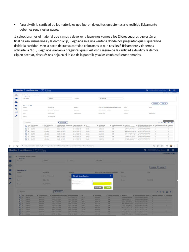 Guia para Dividir Las Cantidades en Devoluciones | PDF