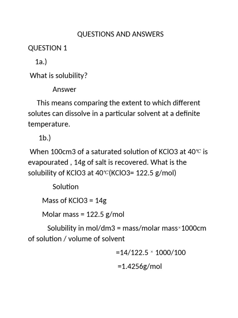 Question 1 | PDF | Solubility | Titration Question 1 | PDF | Solubility | Titration