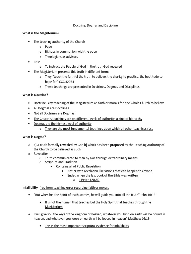 doctrine-dogma-and-discipline-notes | PDF | Catholic Church | Pope