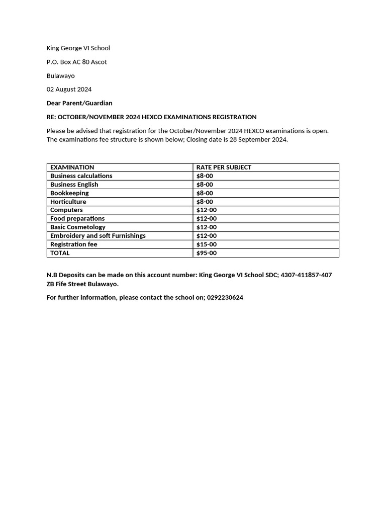 King George VI School Hexco Registration | PDF