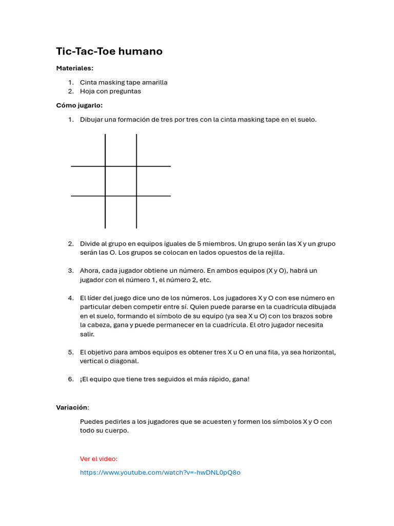 Human Tic Tac Toe | PDF