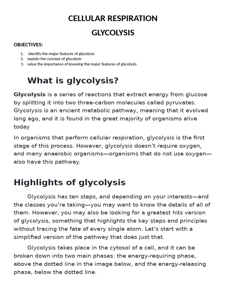 Topic 6. Cellular Respiration Glycolysis | PDF | Glycolysis | Adenosine ...