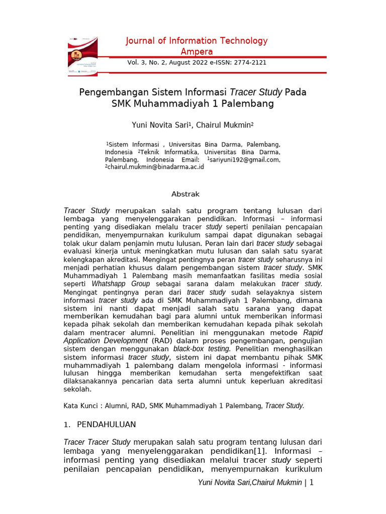Sistem Informasi Tracer Study SMK Muhammadiyah 1 | PDF | Bisnis | Komputer