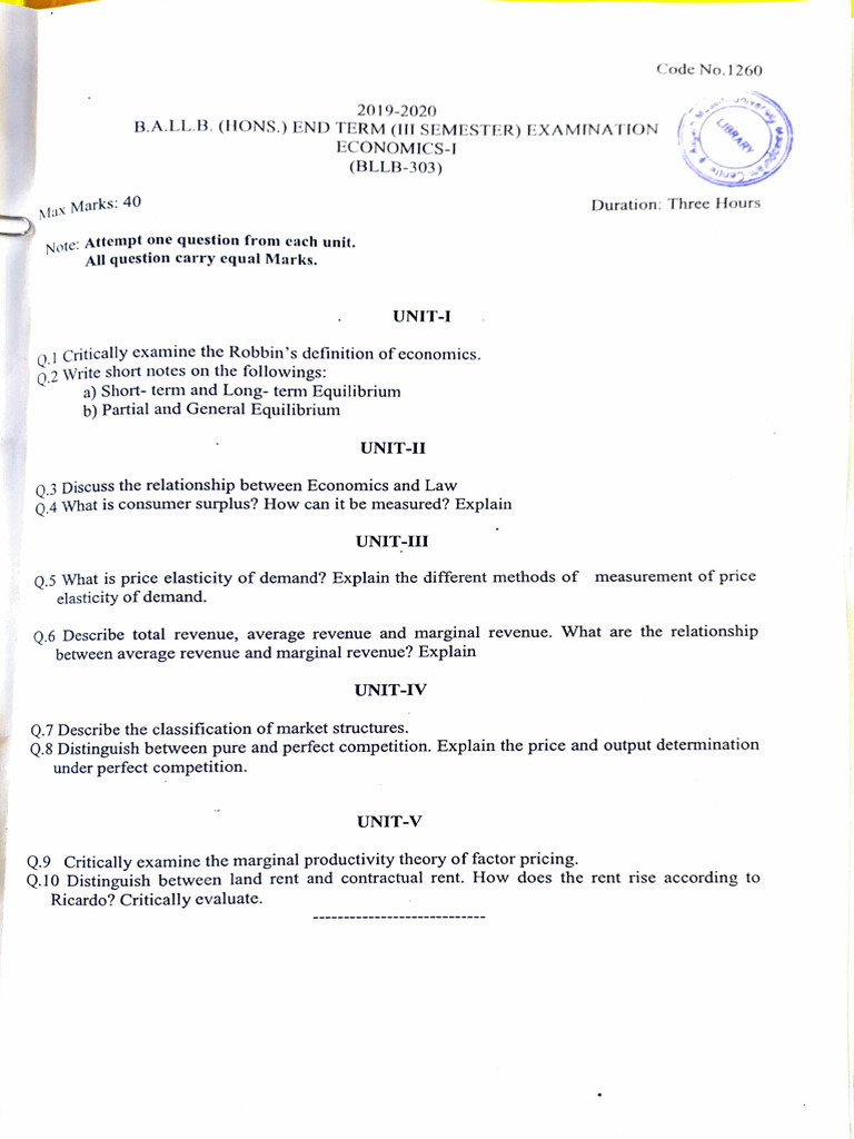 Economics Previous Year Ques Papers | PDF | Economics | Monopoly