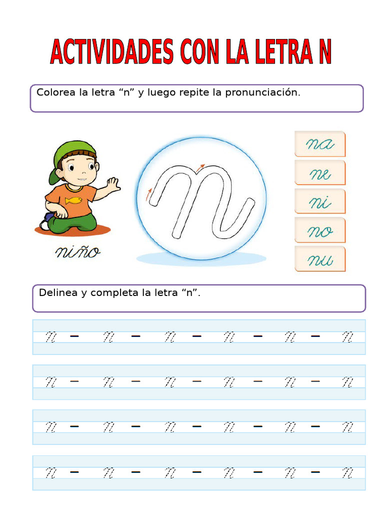 Actividades Con La Letra N para Ninos de 5 Anos | PDF