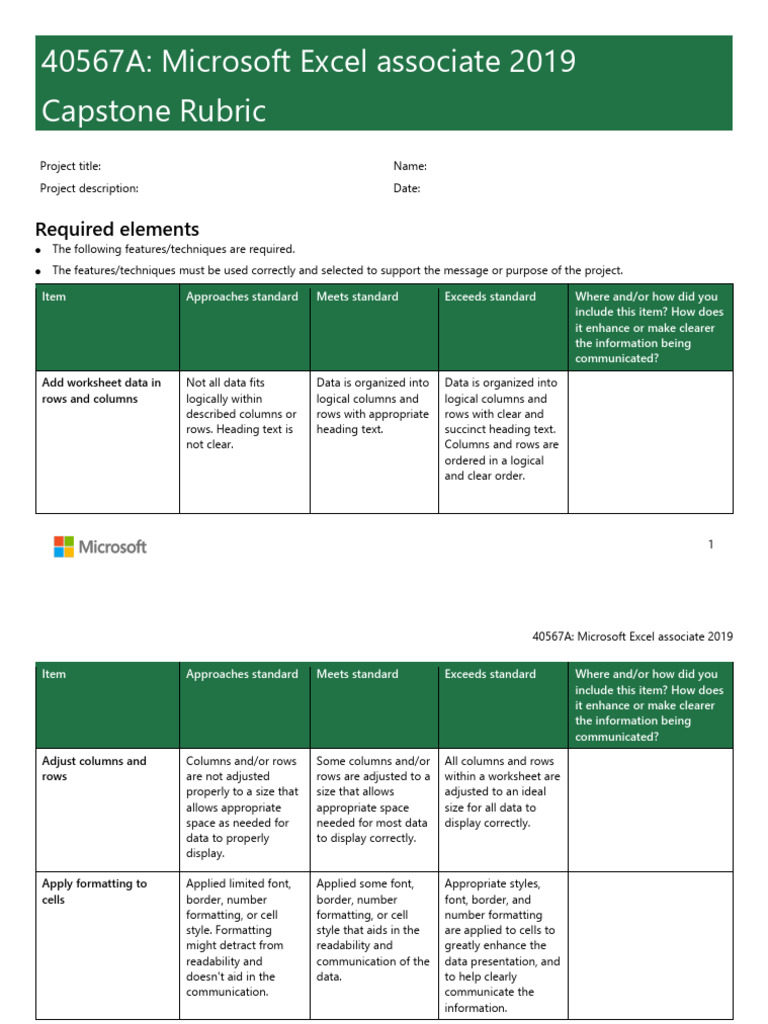 Capstone_rubric | PDF | Microsoft Excel | Information