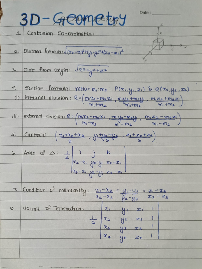 3D geometry short notes | PDF | Geometry
