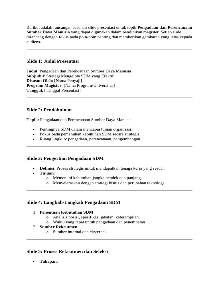 Bahan Presentasi SDM | PDF