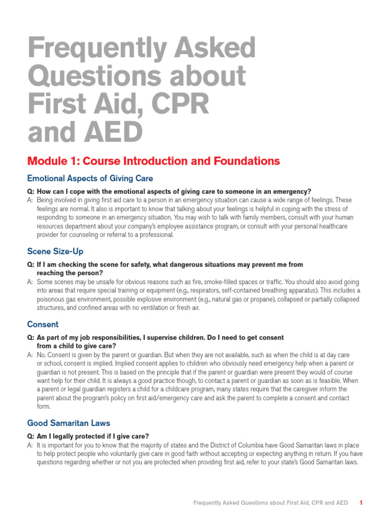 Frequently Asked Questions | PDF | Cardiopulmonary Resuscitation ...