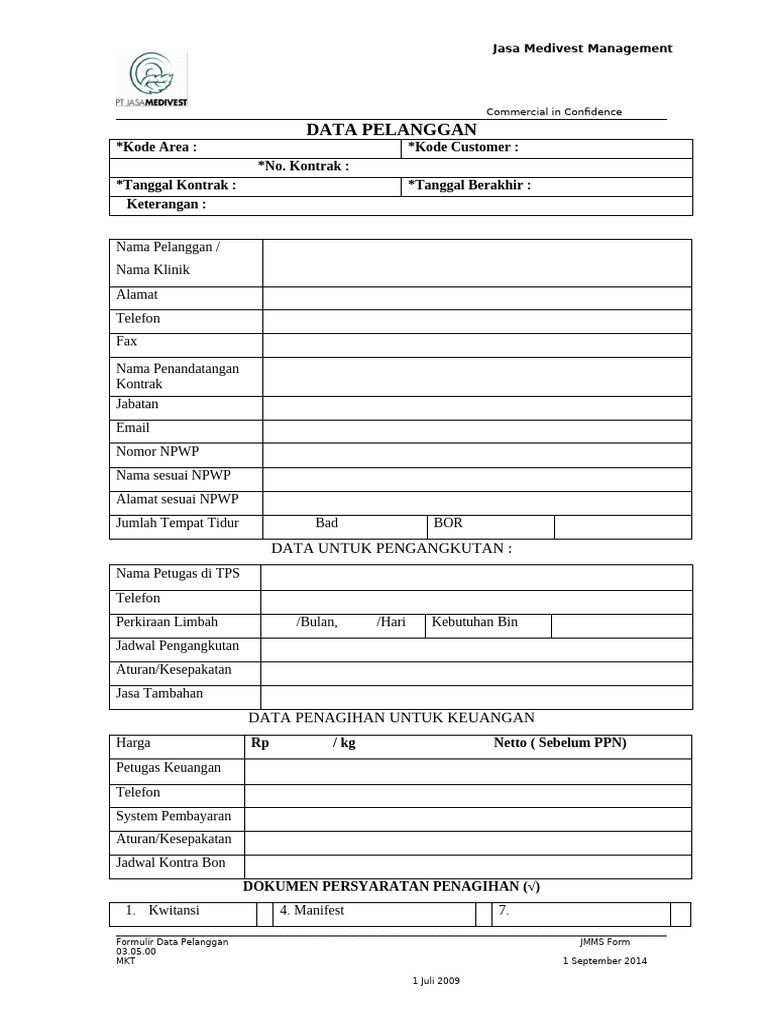 FORM DATA PELANGGAN | PDF