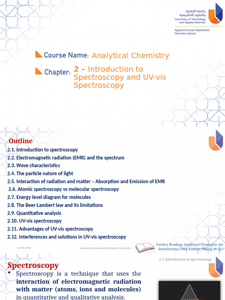 CH2 Introduction To Spectroscopy and UV-Vis Spectros | PDF | Emission Spectrum | Electromagnetic ...