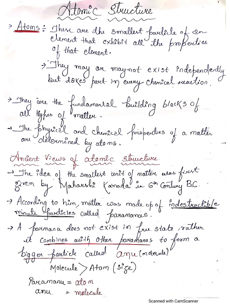 Atomic Structure ICSE CLASS 8 Chem Part - 1 | PDF