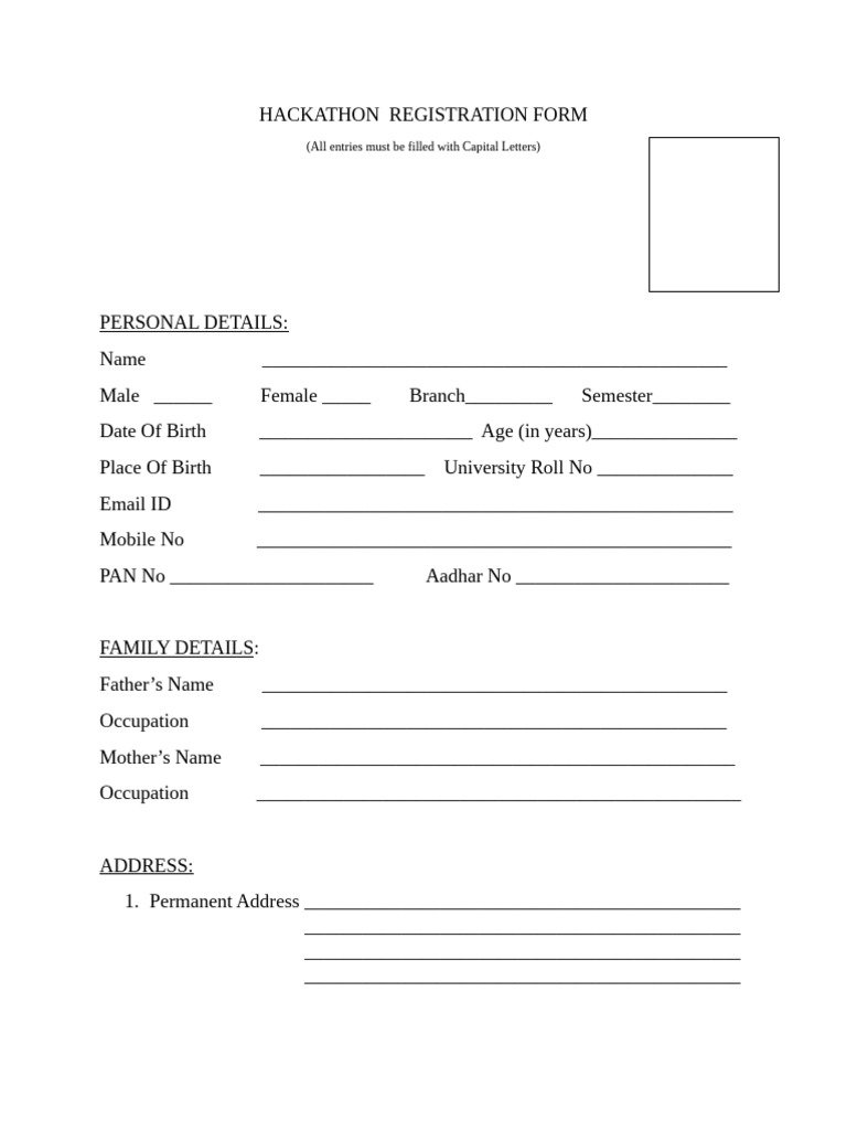 Hackathon Registration Form | PDF