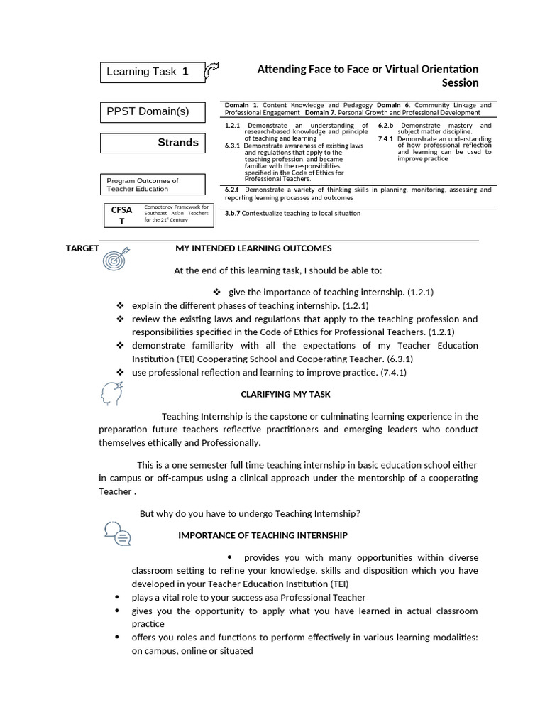 Learning Task 1 To Be Answered 1 | PDF | Teachers | Teacher Education