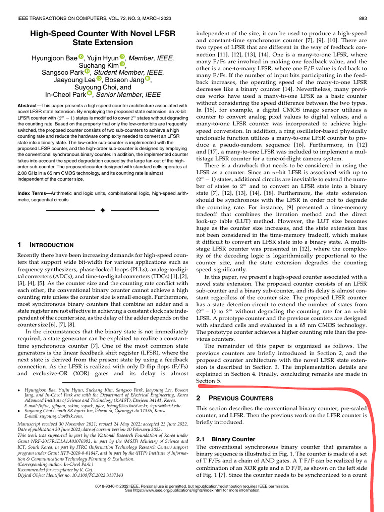 High-Speed LFSR Counter Architecture | PDF | Computer Engineering ...