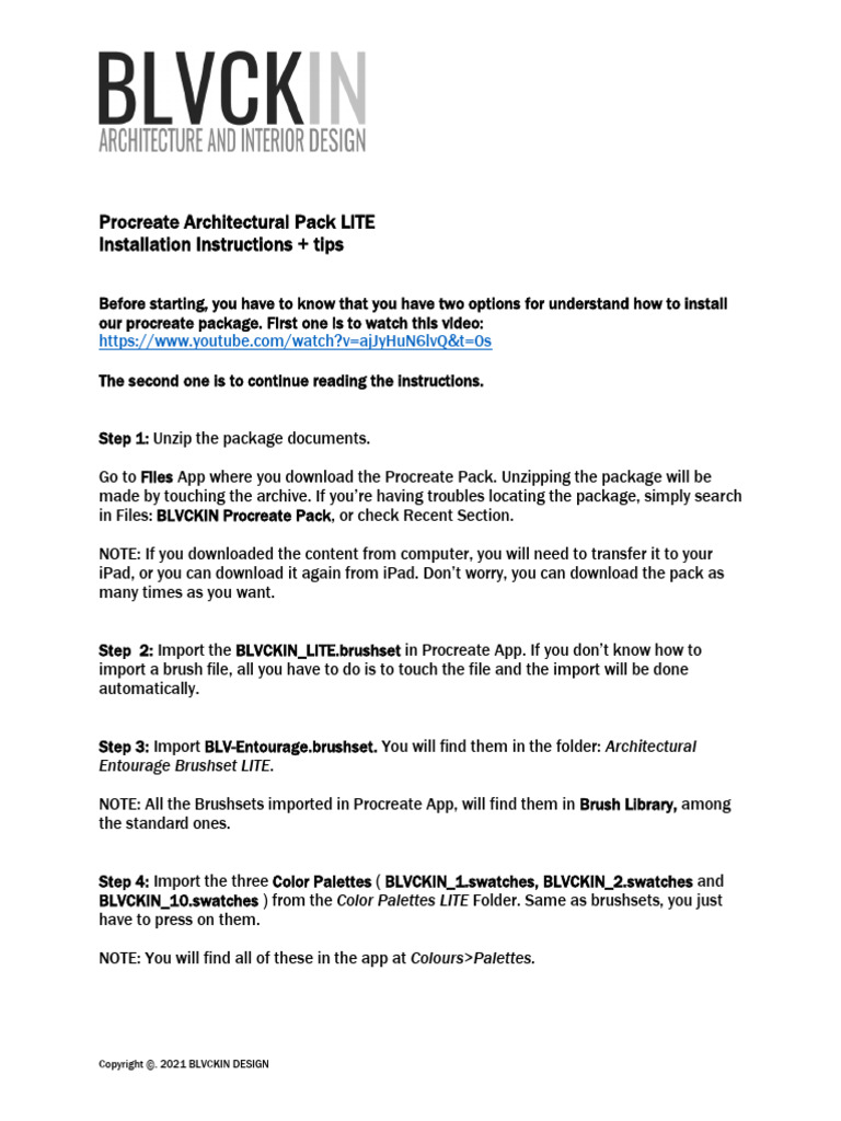 Procreate Pack LITE BLVCKIN Instructions EN | PDF | Computer File | Zip (File Format)