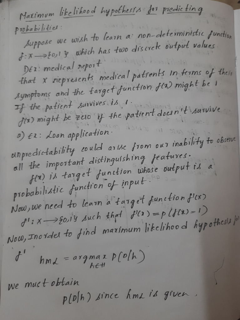 Maximum Likelihood Hypothesis | PDF | Teaching Methods & Materials
