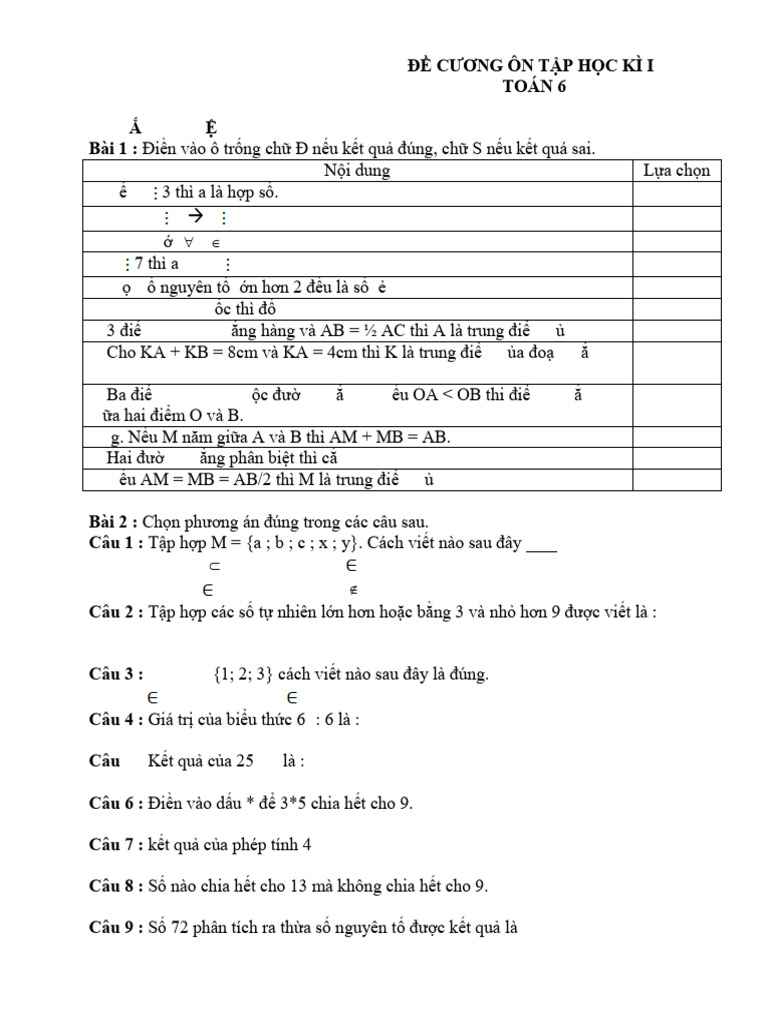De Cuong On Thi Toan 6 Hoc Ky 2 de Cuong Toan 6 hk2 | PDF
