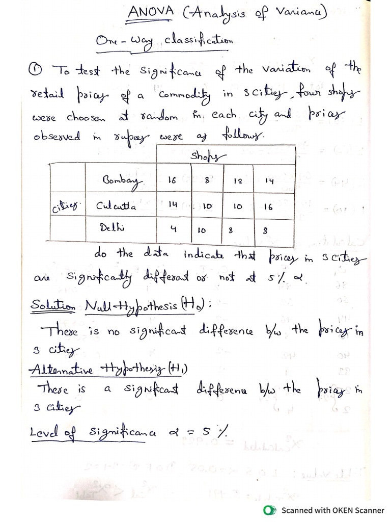 Anova (One Way) | PDF