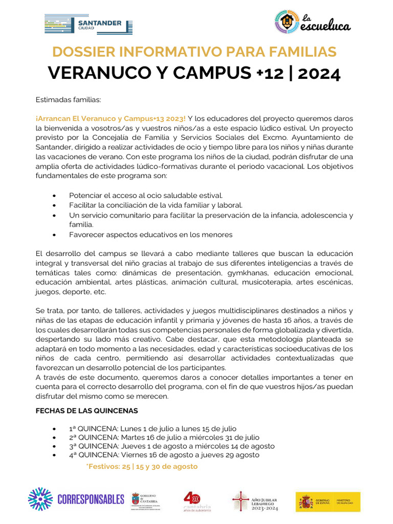 Dossier Informativo Familias 2024 | PDF