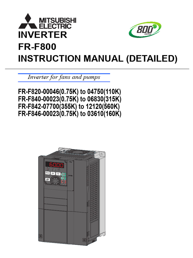 Mitsubishi FR-F800 Instruction Manual | PDF | Electromagnetic ...
