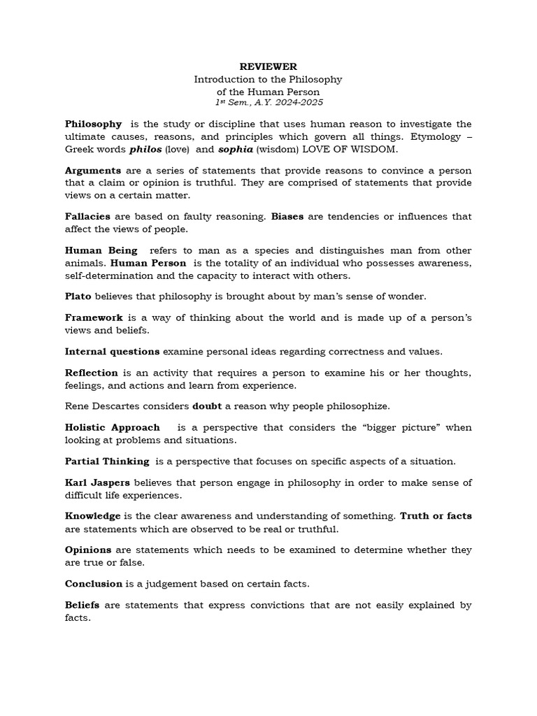 Reviewer Philo Q1 | PDF | Reason | Thought